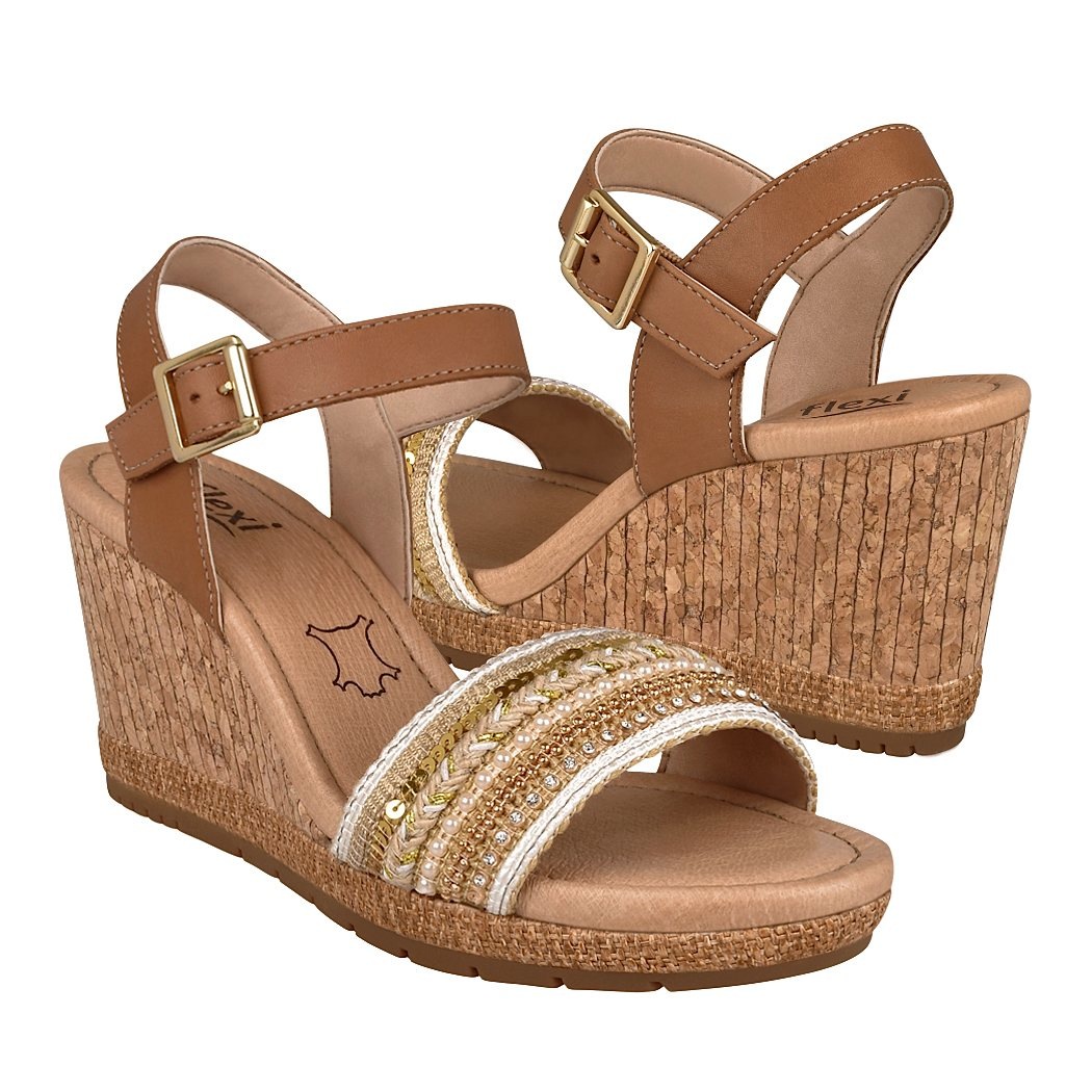 pappomania.com : Sandalias casuales para dama flexi 35602 piel beige